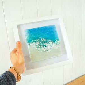 Paradise Frame 25x25cm(10"), Blue Turquoise Seaside Glass Framed ...