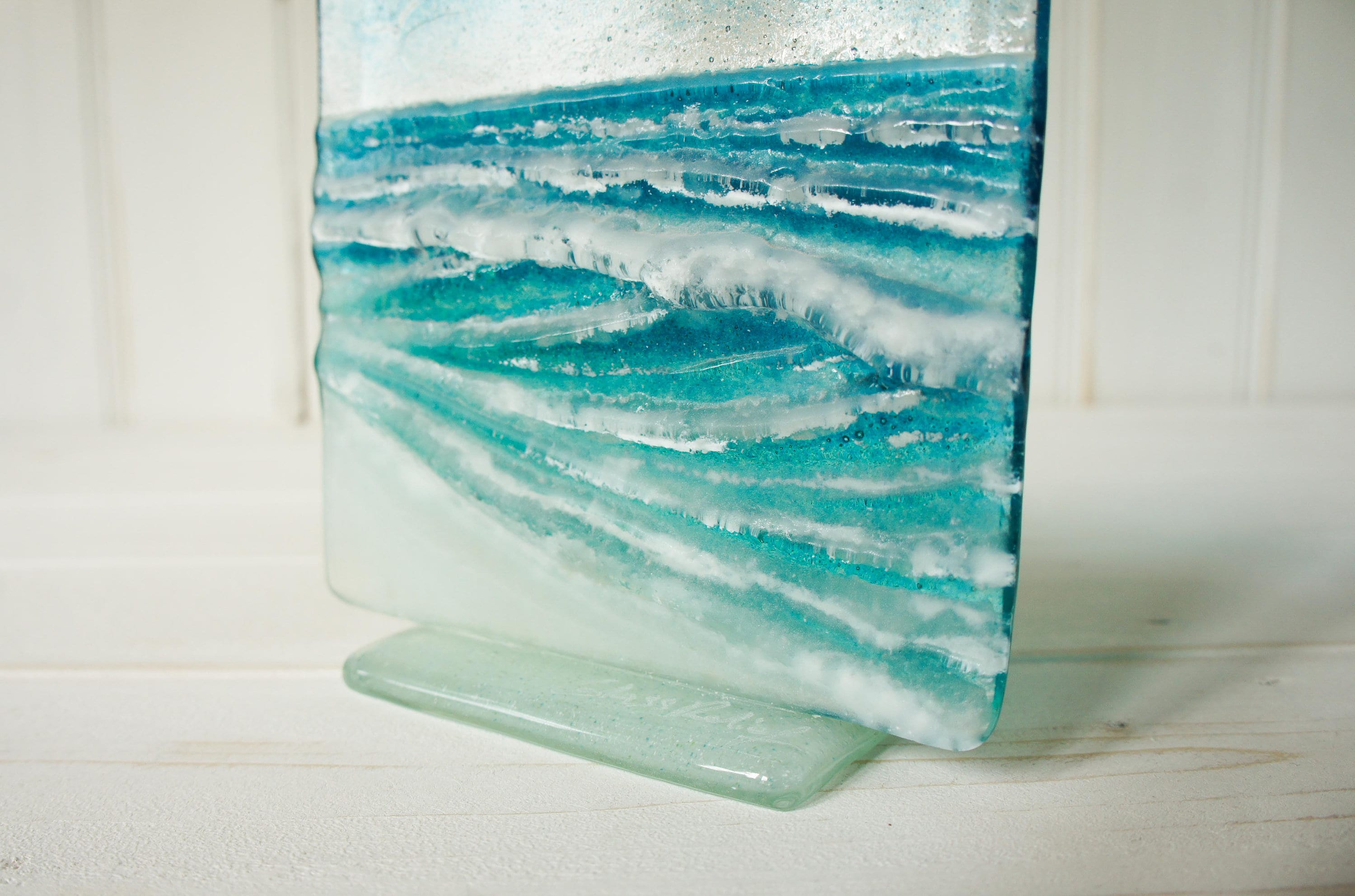 Wave Glass Art 12cm5 Fused Glass Freestanding Art | Etsy