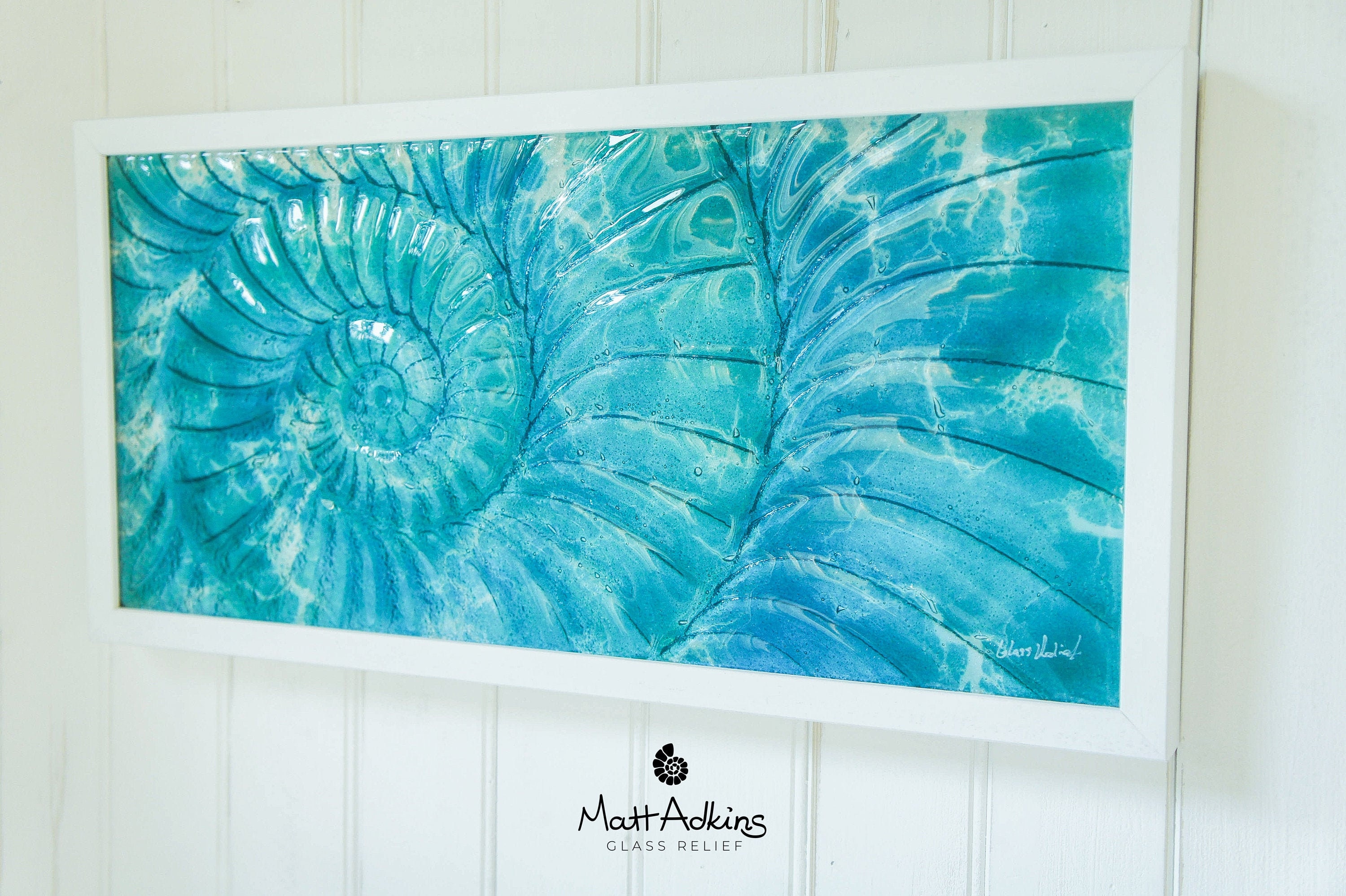 Large Ammonite Frame 60x30cm(23x12"), Turquoise Blue Large Landscape ...