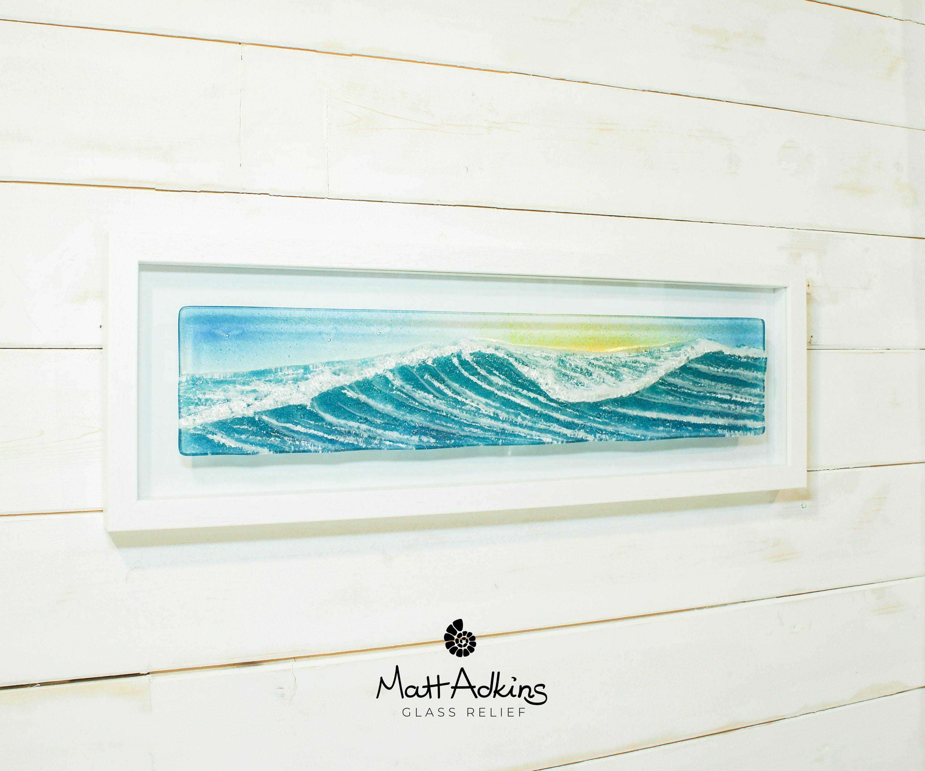 Panoramic Wave Frame Sun 60x20cm(23 1/2x8"), Landscape Glass Wave Glass ...