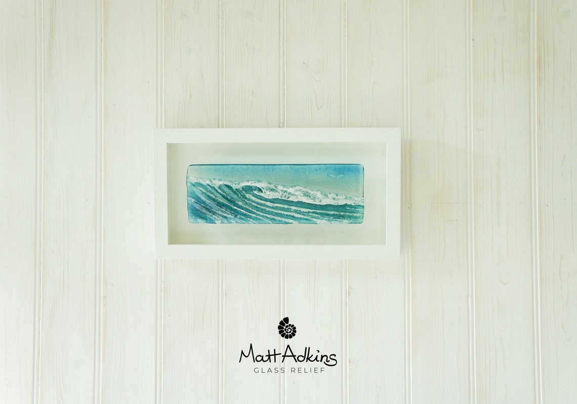 Wave Wall Art Framed Just a Wave Landscape Wave Fused Glass | Etsy