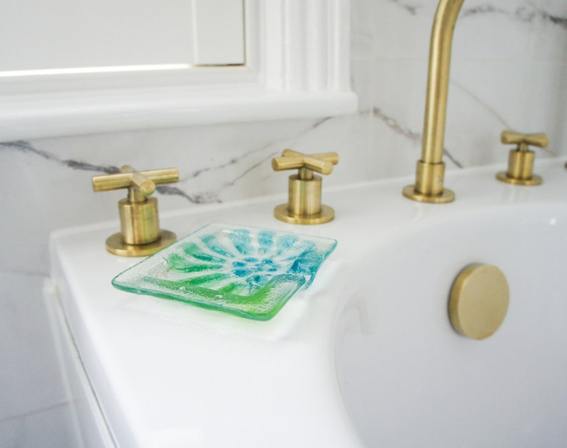 Ammonite Turquoise Green Fused Glass Soap Dish 13x10cm, Nautilus Fossil ...
