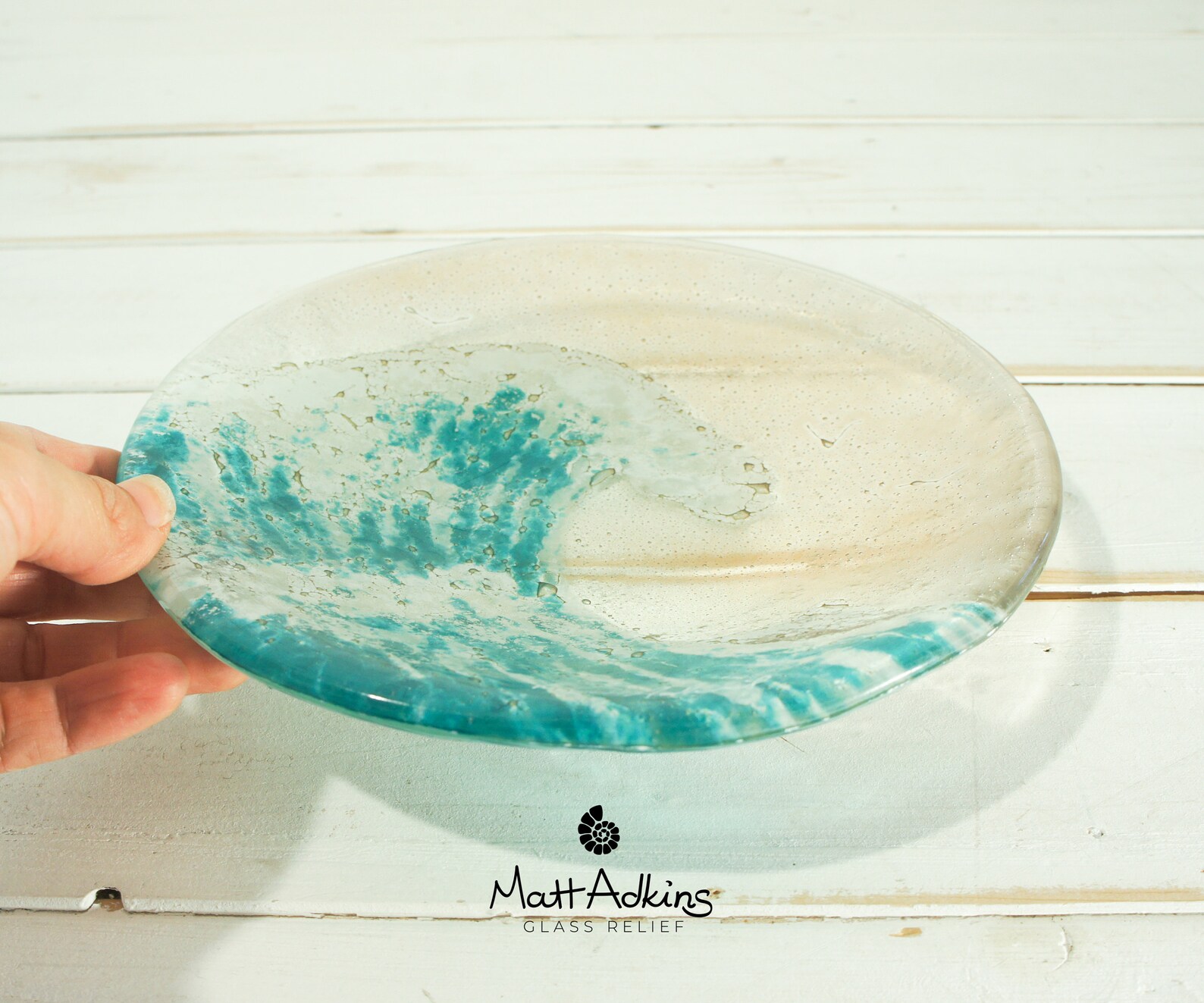 Teal Wave Bowl 20cm8 Turquoise Wave Sea Beach Fused | Etsy