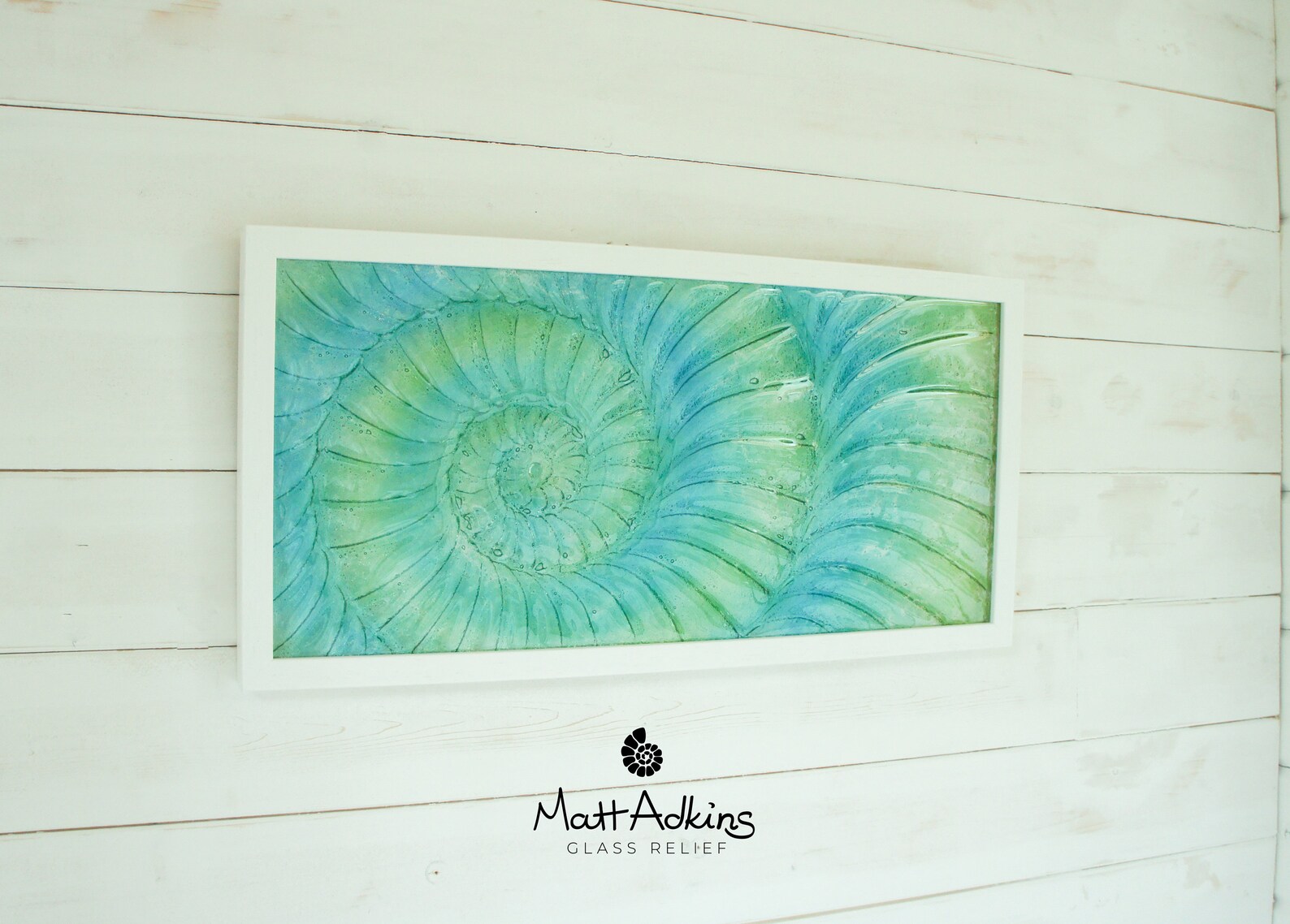 Large Ammonite Frame 60x30cm (23"x12"), Lime Green Turquoise Blue Large ...