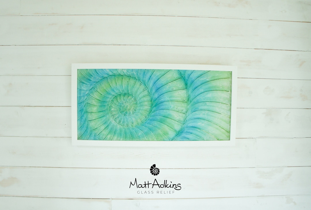 Large Ammonite Frame 60x30cm (23"x12"), Lime Green Turquoise Blue Large ...