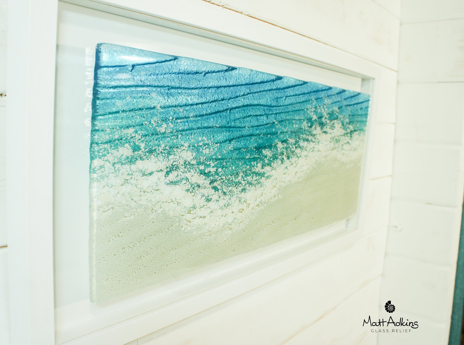 Large Paradise Frame 60x30cm(12x23 1/2"), Large Landscape Beach Fused ...