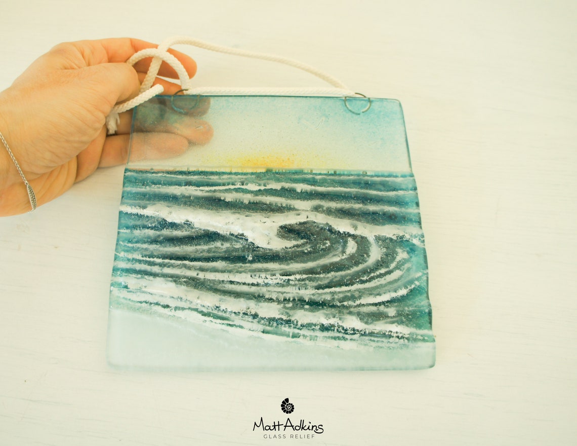Glass Rolling Wave Sun 15cm6 Ocean Glass Sculpture - Etsy UK
