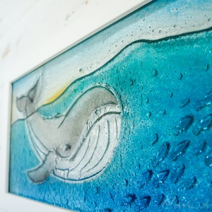 Whale Frame - Whale Wall Art - Glass Whale - Landscape Sea Fused Glass ...