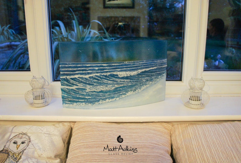 Glass Wave Stand Sun 44x26cm17x10 Teal Freestanding - Etsy