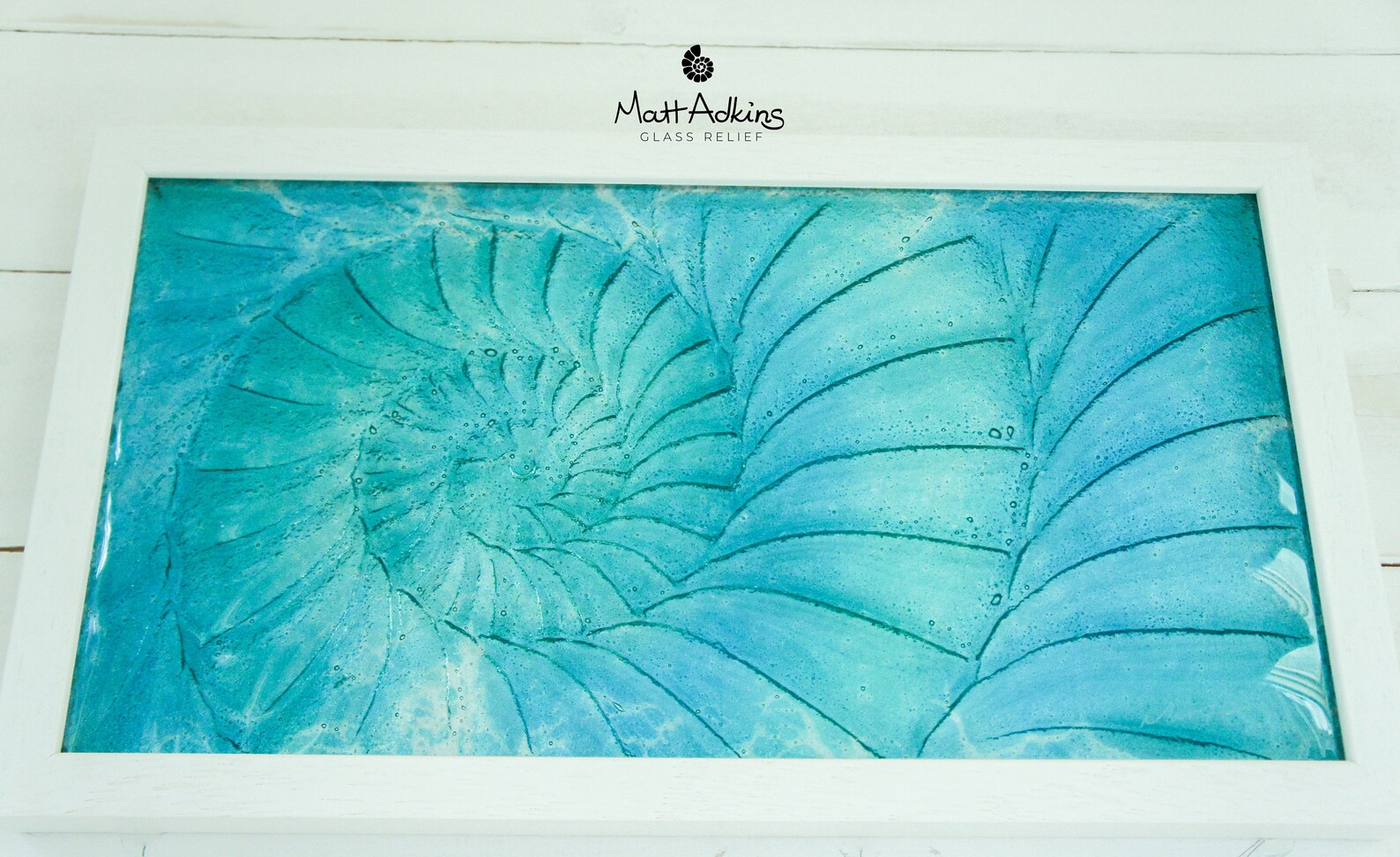 Landscape Ammonite Frame Art 45x25cm (17"x10"), Turquoise Blue ...
