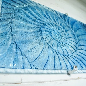 Large Ammonite Wall Art 56x26cm (22x10"), Blue Swirl Landscape Fossil ...