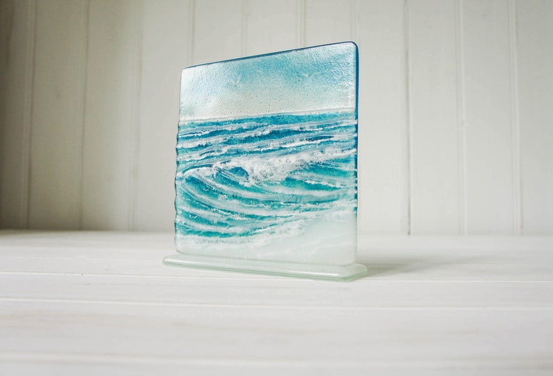 Rolling Wave Glass 15cm (6"), Glass Wave, Fused Glass Suncatcher ...