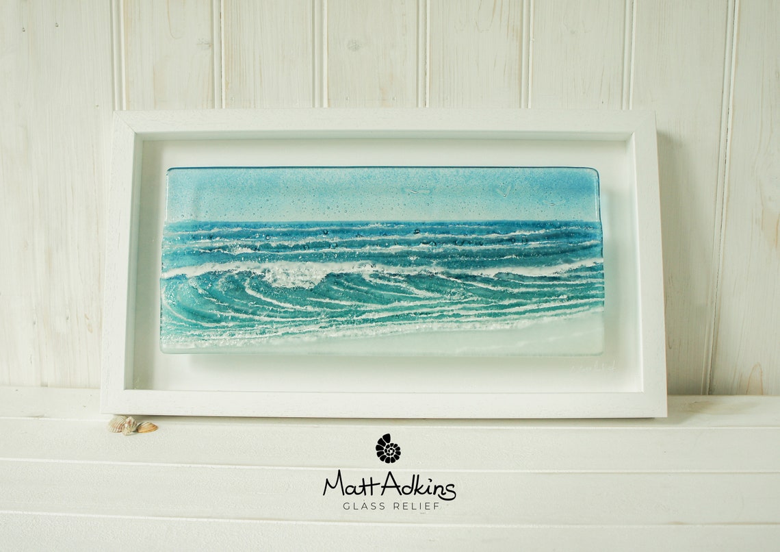 Landscape Wave Frame 45cmx25cm18x10 Teal Blue - Etsy UK