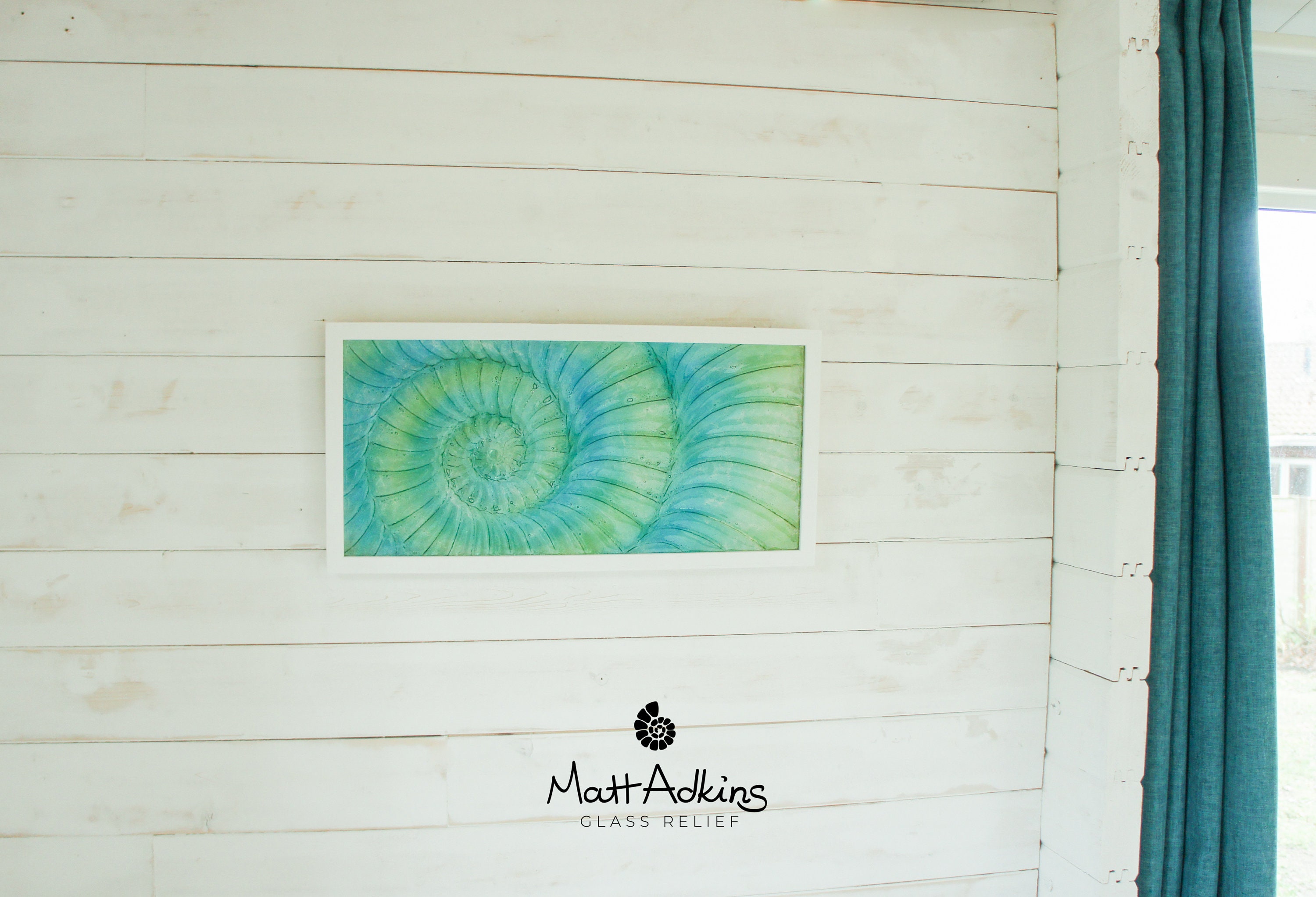 Large Ammonite Frame 60x30cm (23"x12"), Lime Green Turquoise Blue Large ...