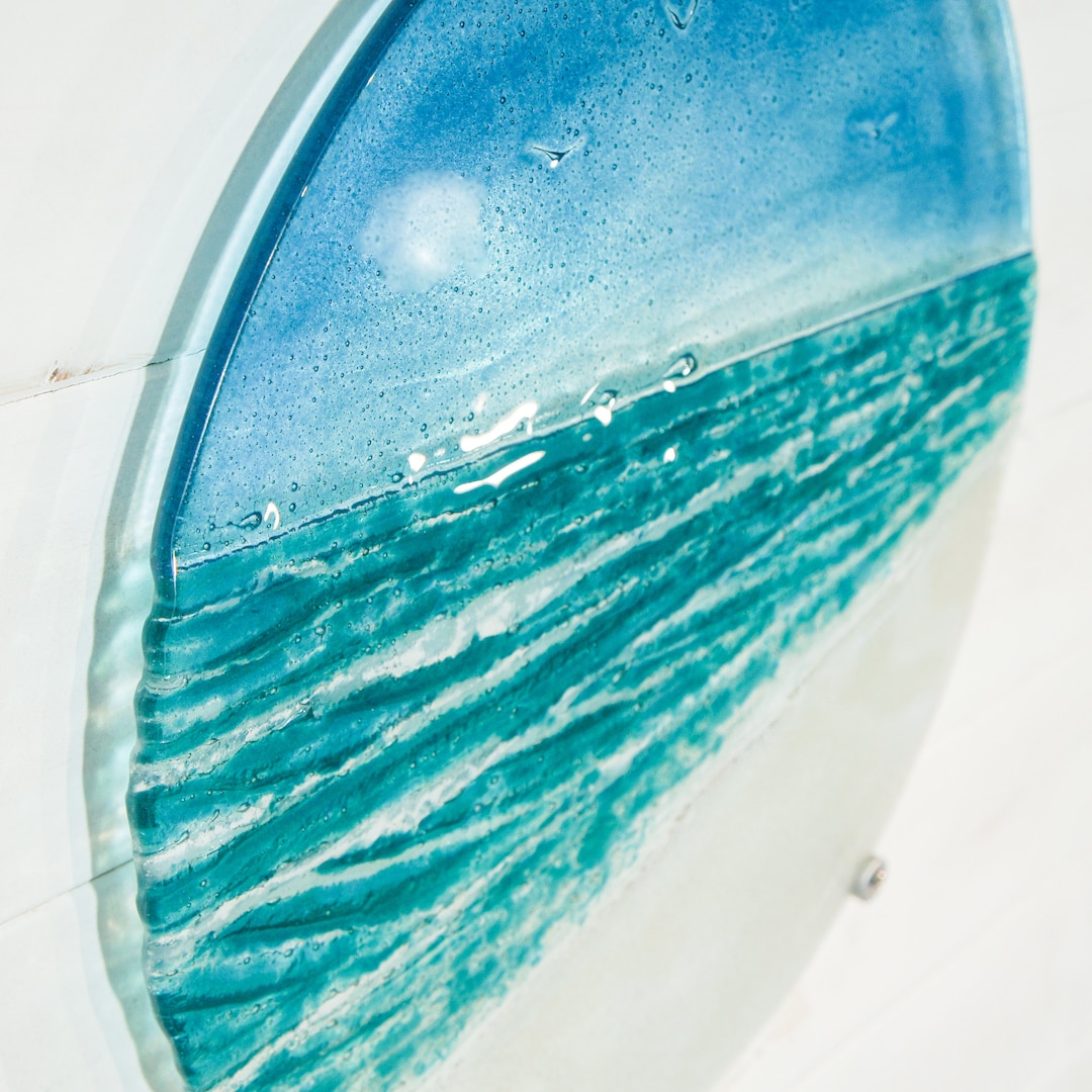 Large Round Turquoise Beach Fused Glass Wall Art 40cm(16") Turquoise ...