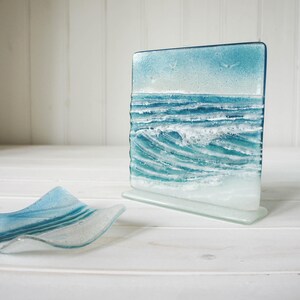 Rolling Wave Glass 15cm (6"), Glass Wave, Fused Glass Suncatcher ...
