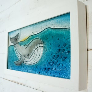 Whale Frame - Whale Wall Art - Glass Whale - Landscape Sea Fused Glass ...