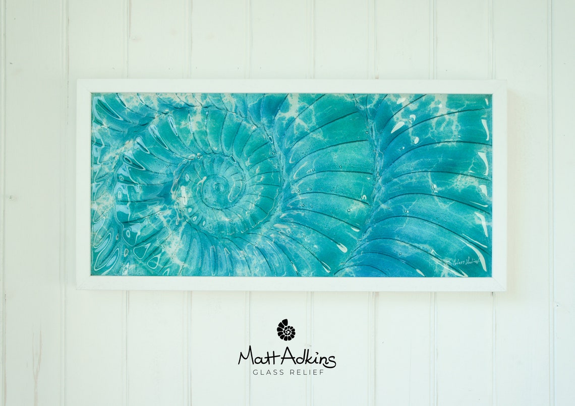 Large Ammonite Frame 60x30cm(23x12"), Turquoise Blue Large Landscape ...