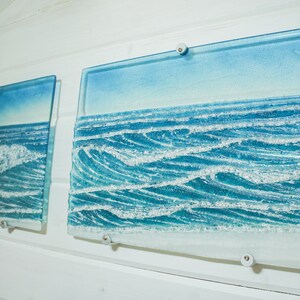 Fused Glass Triptych Wall Art, 3 Wall Panels: Left and Right Panels 40x30cm (16x12"), Middle ...