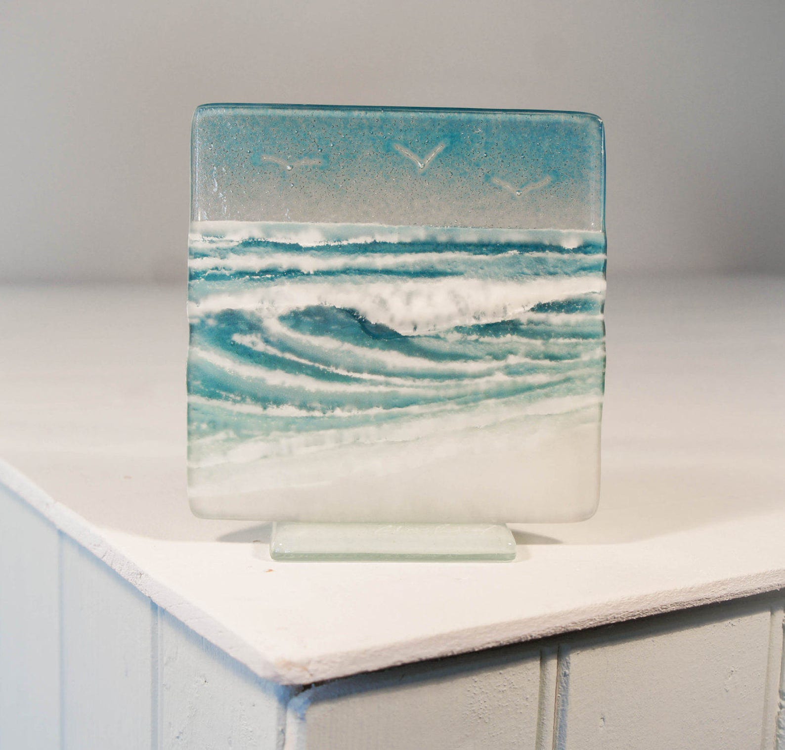 Glass Wave Stand 12cm/5 Fused Glass Ocean Wave Window - Etsy