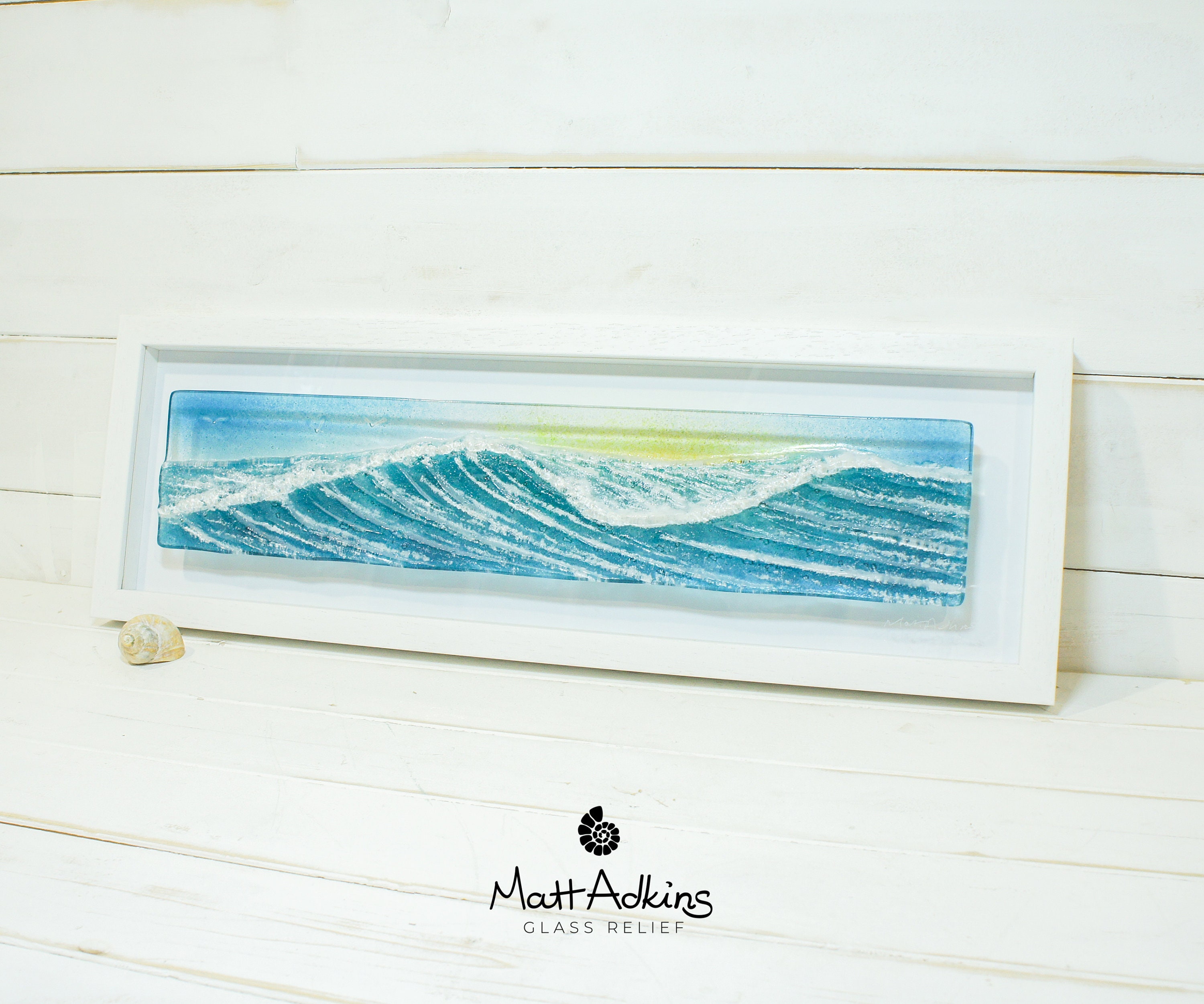 Panoramic Wave Frame Sun 60x20cm(23 1/2x8"), Landscape Glass Wave Glass ...