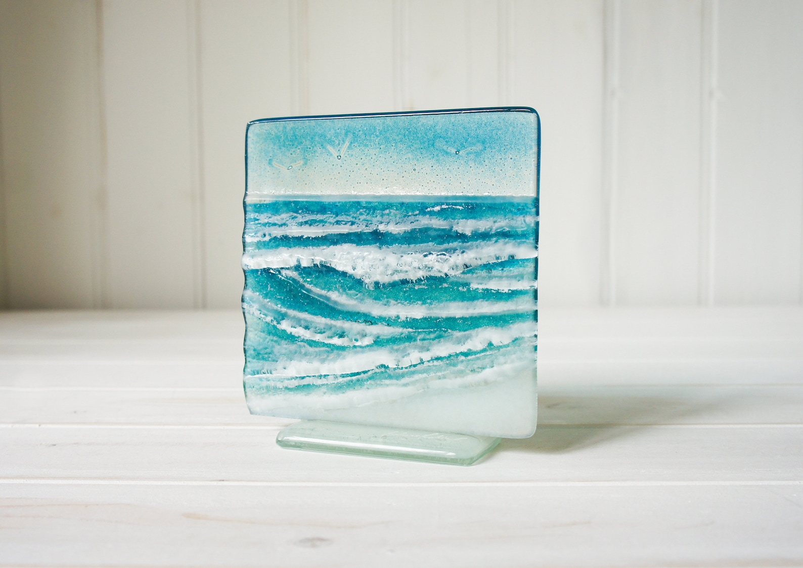 Glass Wave Stand 12cm/5 Fused Glass Ocean Wave Window - Etsy