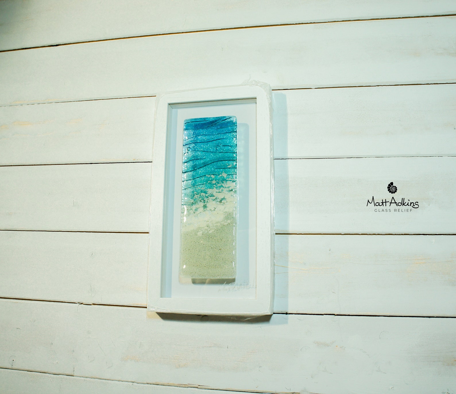 Paradise Frame Portrait 18x34cm(7x13"), Turquoise Seabed Ripple Beach ...