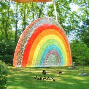 Rainbow Suncatcher 19x9cm7 1/2x4 Stripe Rainbow Hope Glass Hanging ...