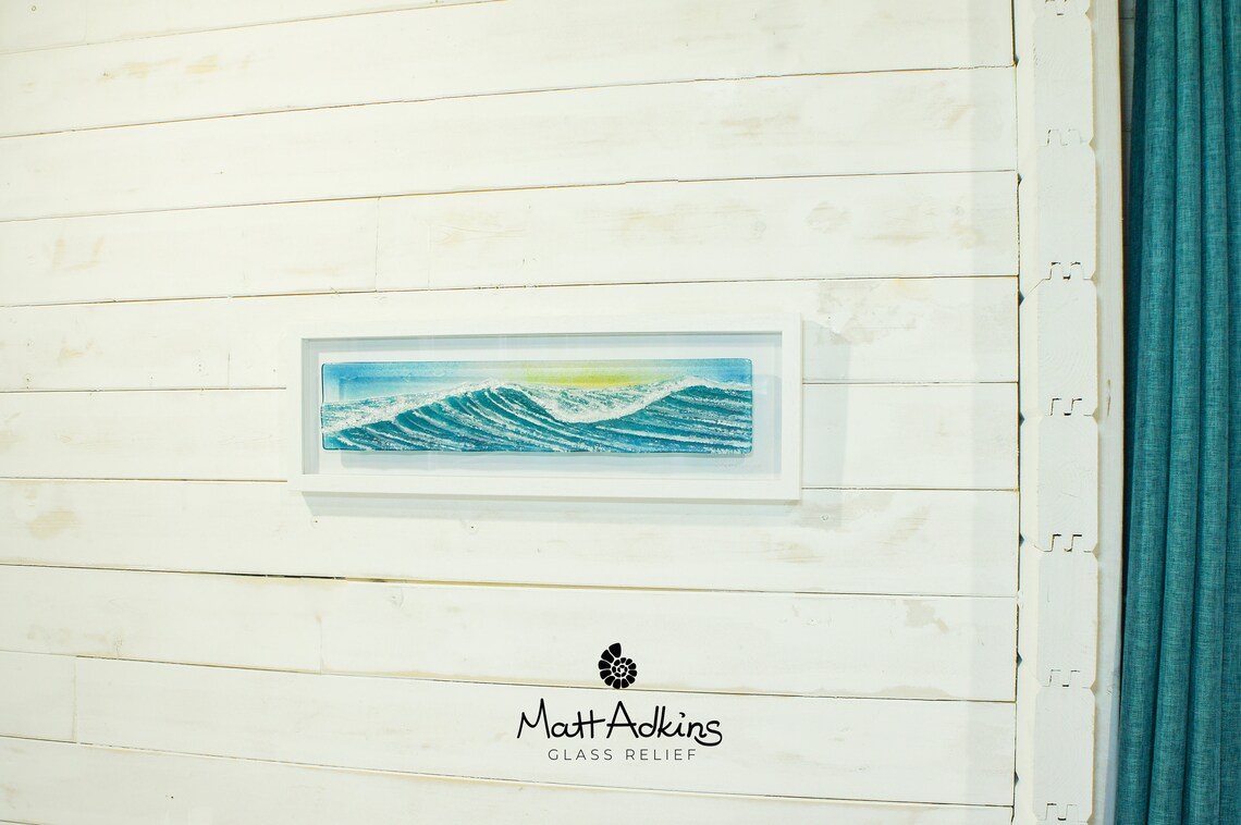 Panoramic Wave Frame Sun 60x20cm(23 1/2x8"), Landscape Glass Wave Glass ...