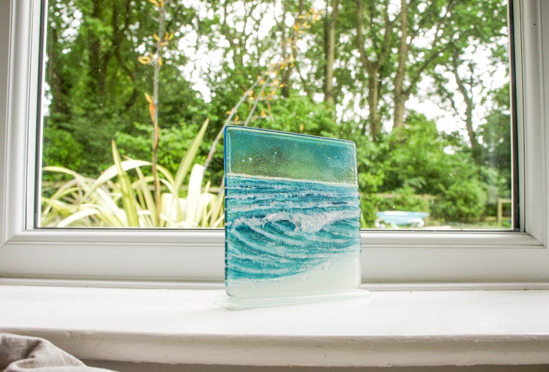 Rolling Wave Glass 15cm (6"), Glass Wave, Fused Glass Suncatcher ...