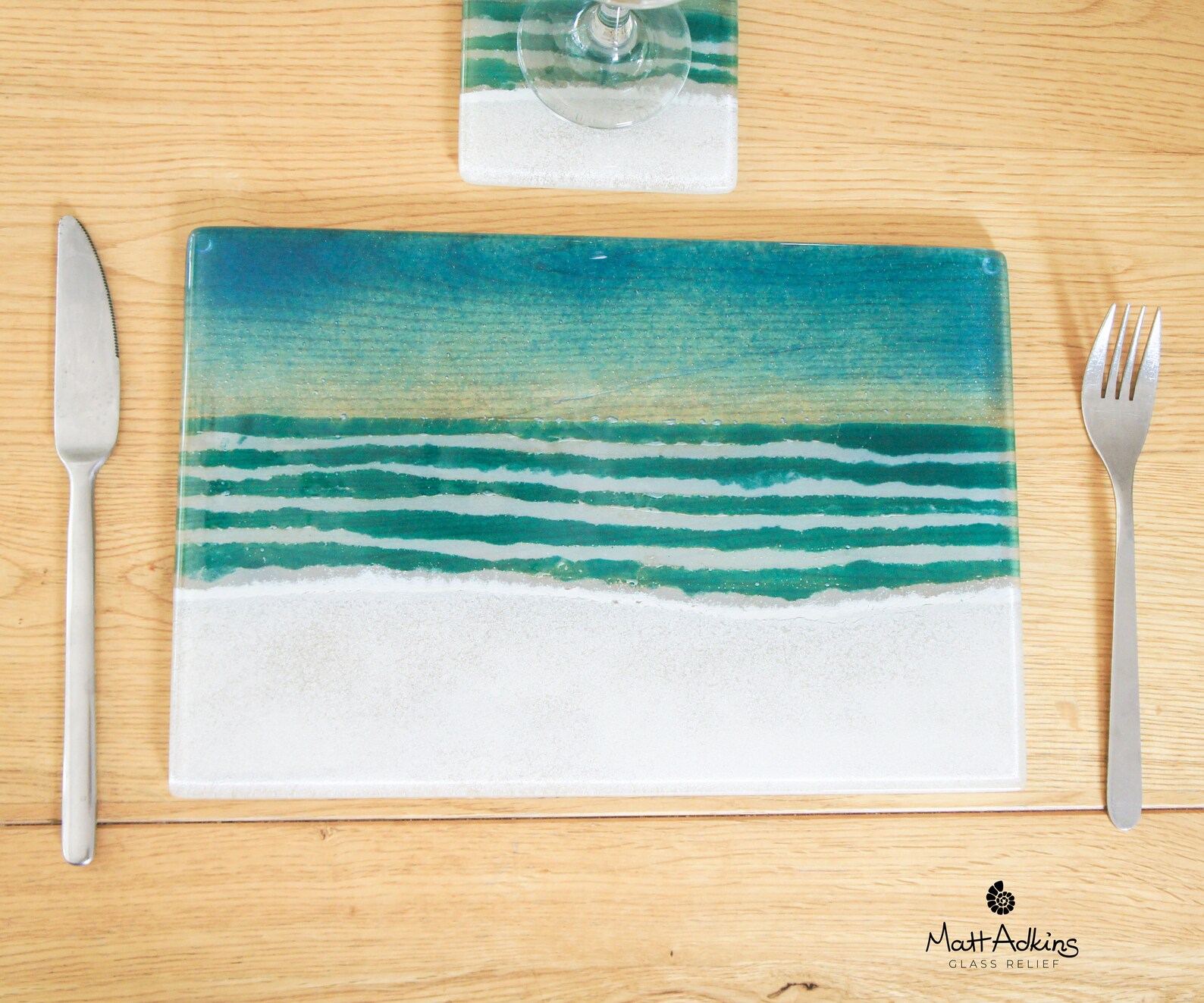 Beach Placemat 30x20cm(11 3/4x8 1/4") | Turquoise Beach Fused Glass ...