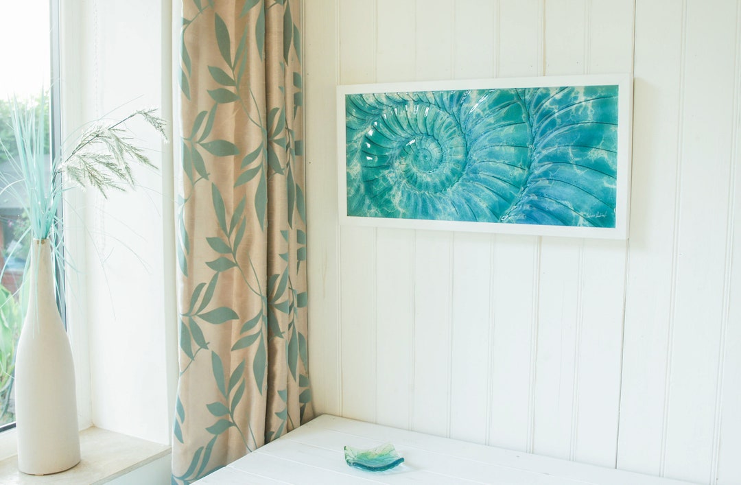 Large Ammonite Frame 60x30cm(23x12"), Turquoise Blue Large Landscape ...