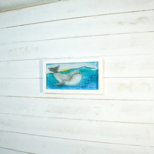 Whale Frame - Whale Wall Art - Glass Whale - Landscape Sea Fused Glass ...