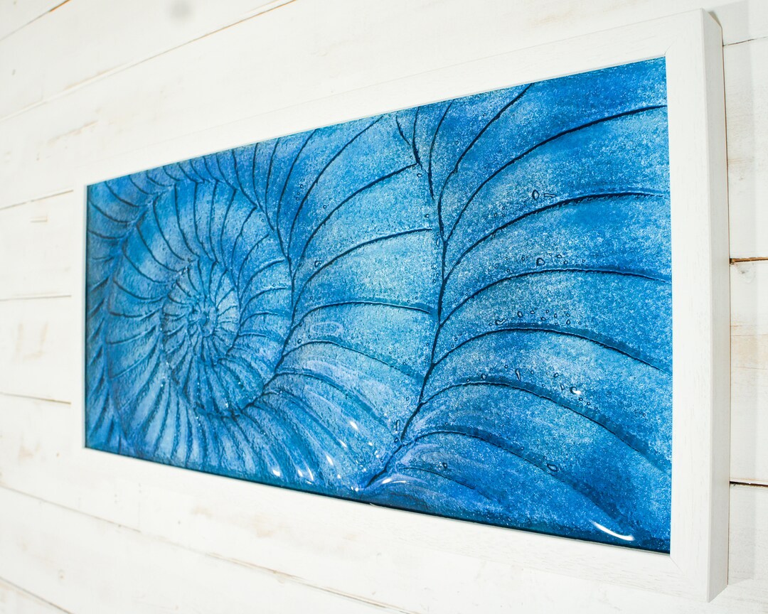 Large Ammonite Frame 60x30cm (23"x12"), Dark Blue & Blue Large ...