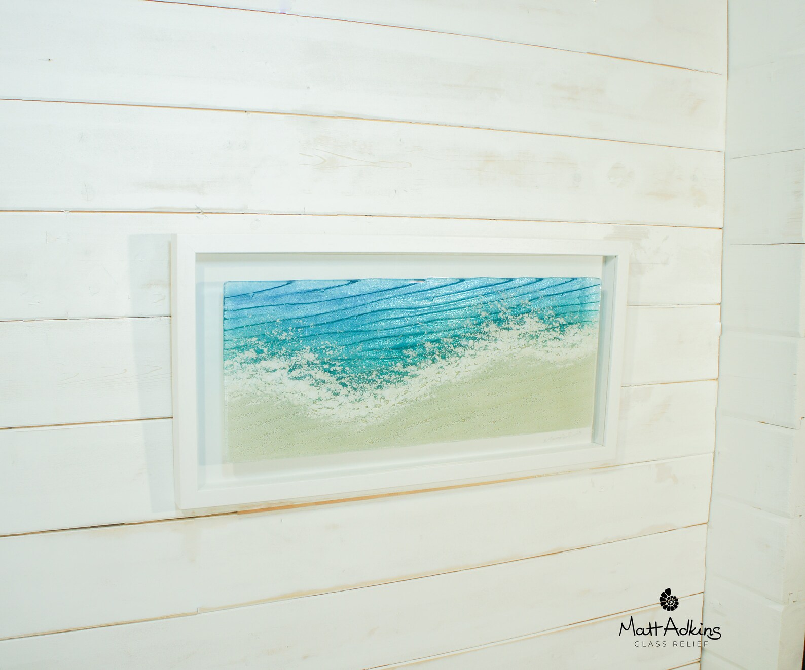 Large Paradise Frame 60x30cm(12x23 1/2"), Large Landscape Beach Fused ...