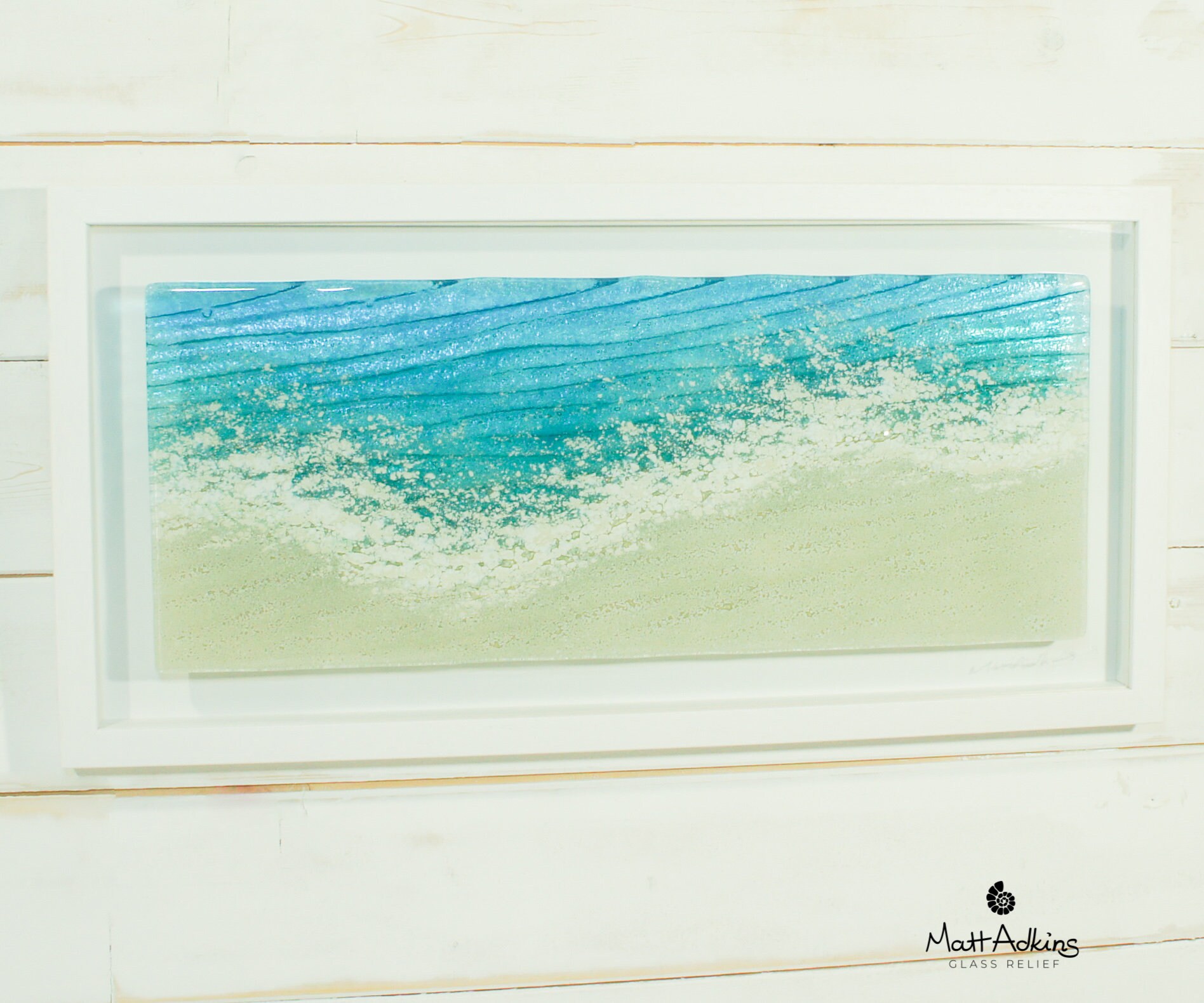 Large Paradise Frame 60x30cm(12x23 1/2"), Large Landscape Beach Fused ...