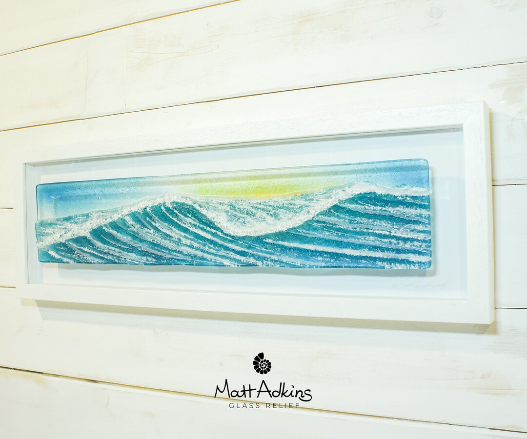 Panoramic Wave Frame Sun 60x20cm(23 1/2x8"), Landscape Glass Wave Glass ...
