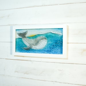 Whale Frame - Whale Wall Art - Glass Whale - Landscape Sea Fused Glass ...