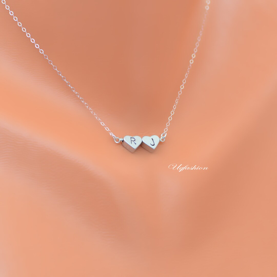 Heart Initial Necklace Monogram Necklace Personalized - Etsy