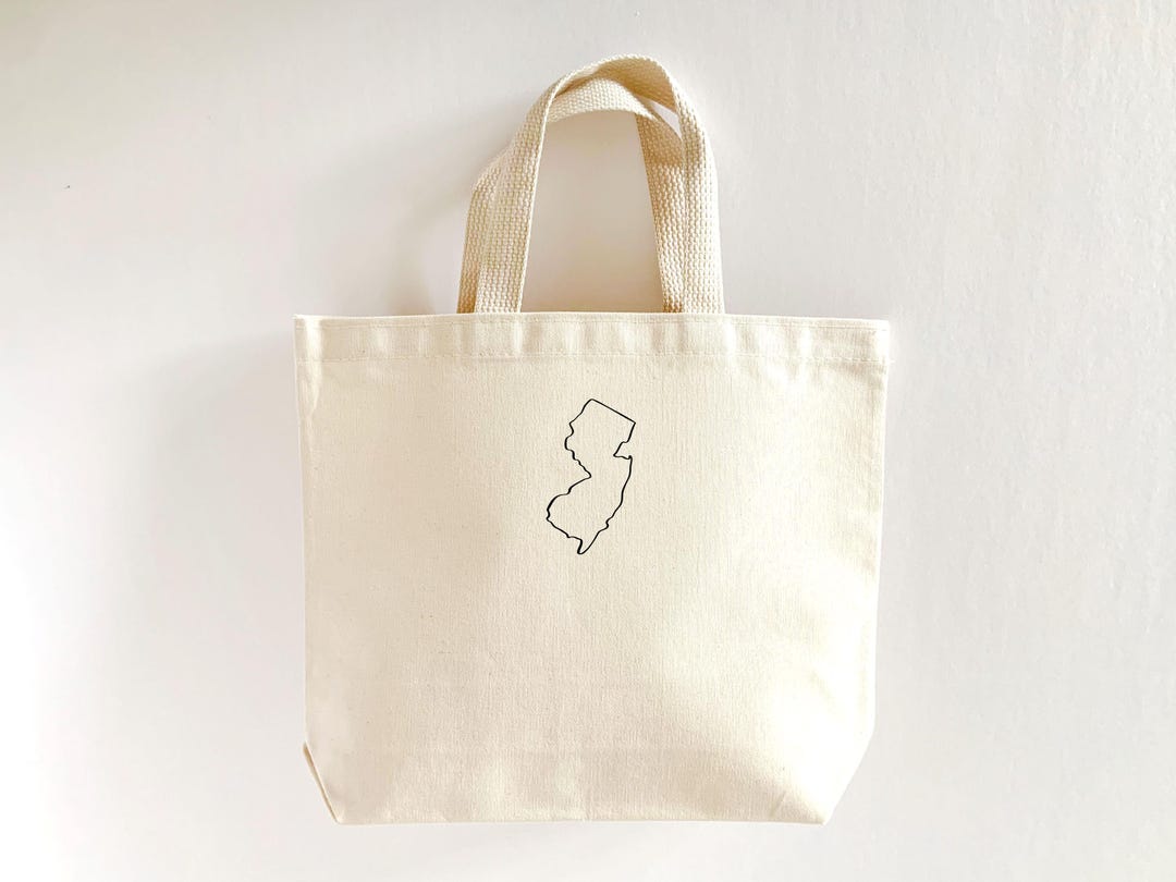 New Jersey Outline Tote Bags, Personalized Bags, Cotton Canvas Totes ...