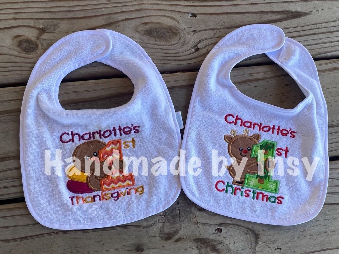 Baby’s 1st Thanksgiving and Christmas Bibs - Set of 2 Bibs - All Other ...