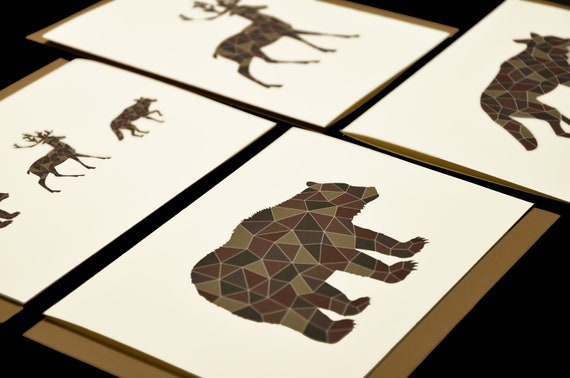 Items similar to Card Set - Geometric Forest on Etsy