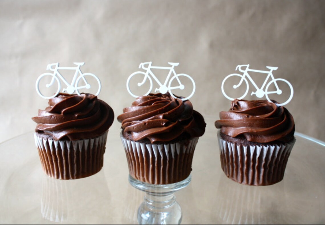 12 Road Bicycle Cupcake Toppers (acrylic) - Etsy