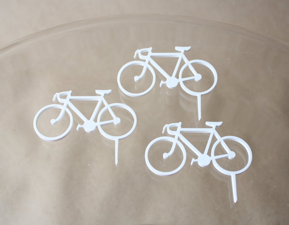 12 Road Bicycle Cupcake Toppers acrylic - Etsy