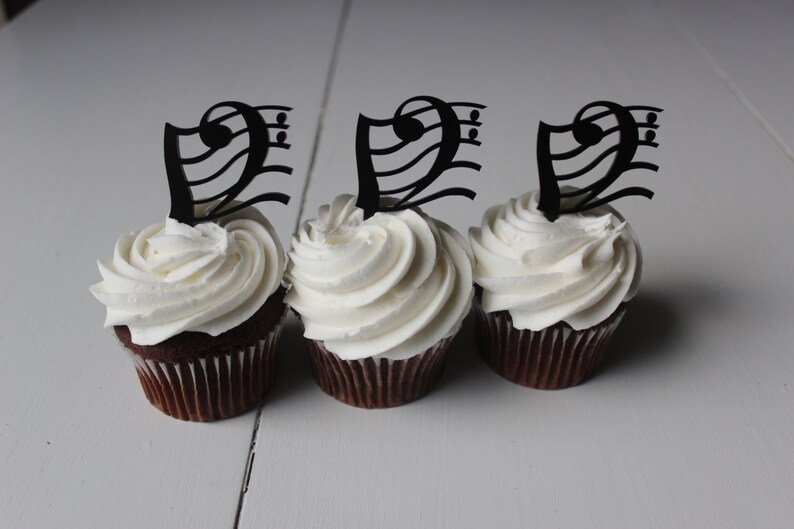 12 Bass Clef Cupcake Toppers (acrylic) - Etsy