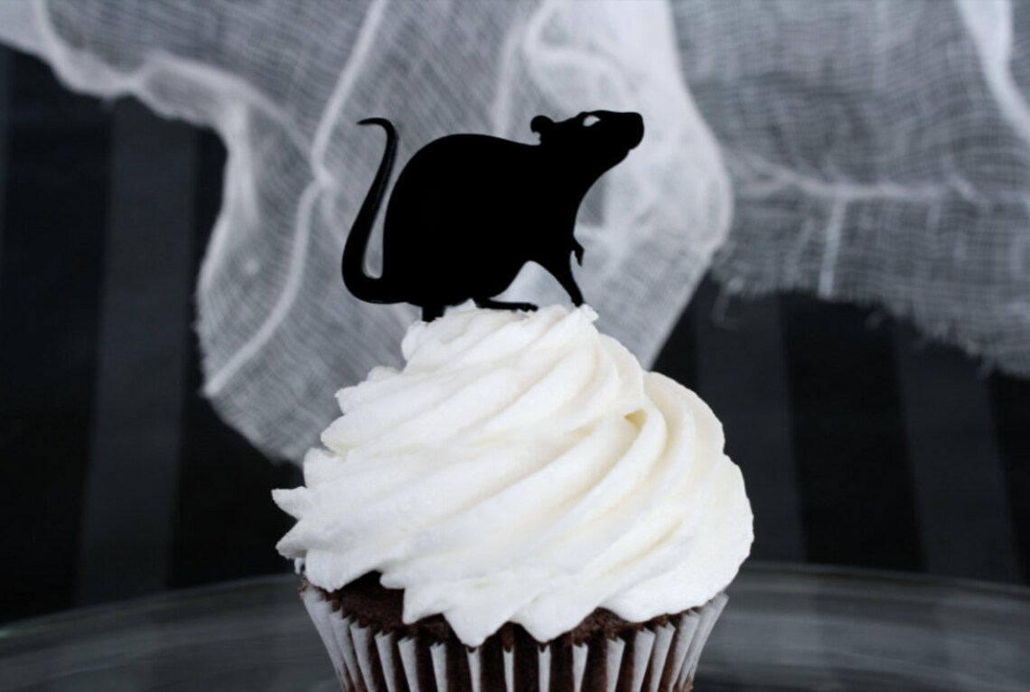 12 Halloween Rat Cupcake Toppers acrylic - Etsy