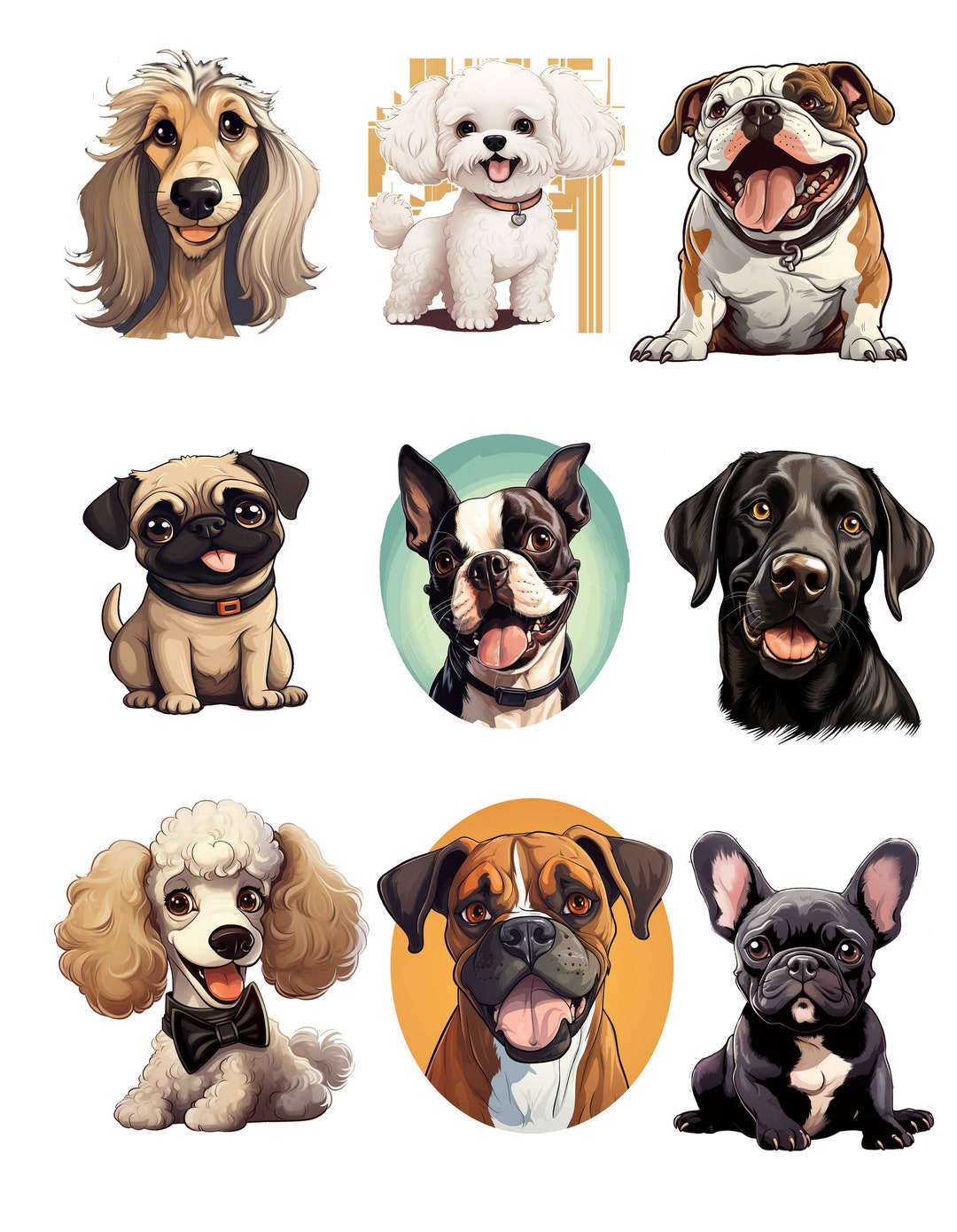 Dog Breed Sticker Sheet PNG (digital File Only) Print at Home - Etsy