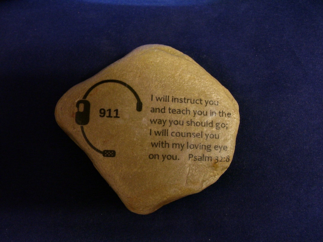 Law Enforcement 911 Dispatcher Stone Gift Bible Verse Prayer Psalm 32:8 ...