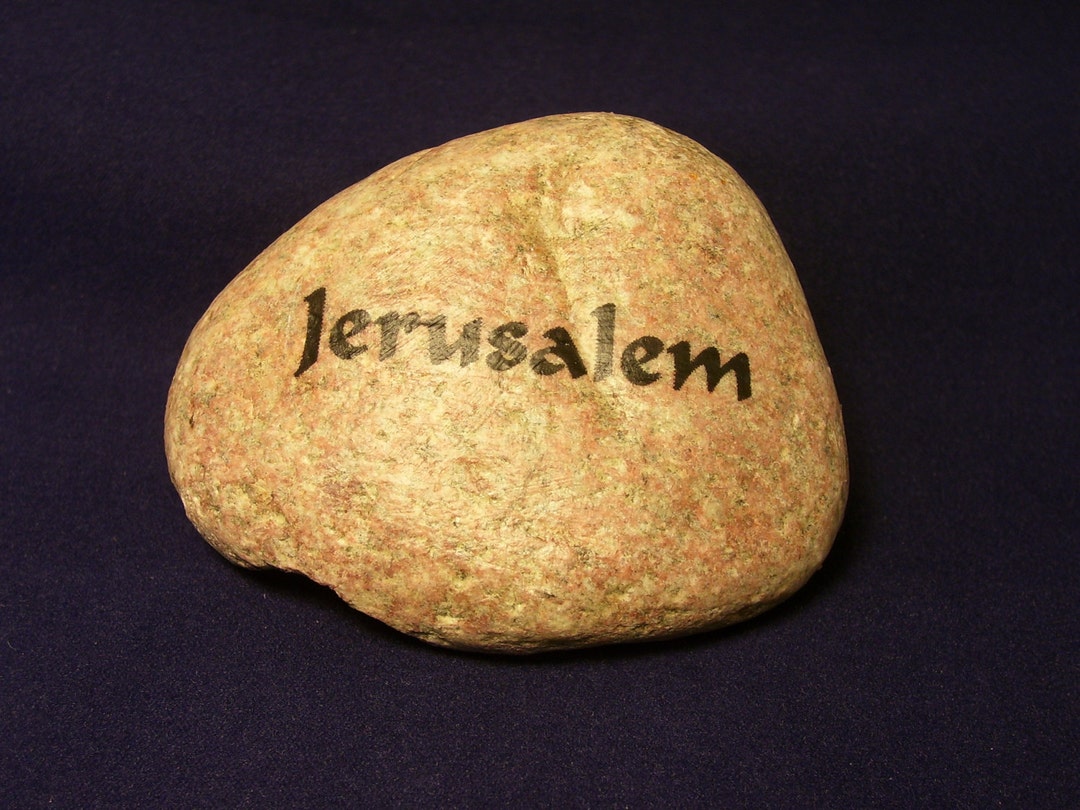 Jerusalem River Rock Stone Pebble Holy Land Israel Hebrew Art - Etsy