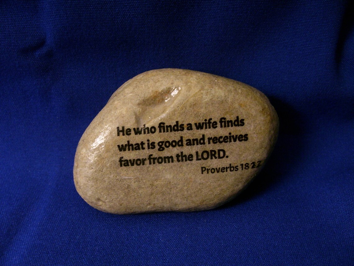 Scripture Wife River Rock Stone Proverbs 18:22 Love and - Etsy